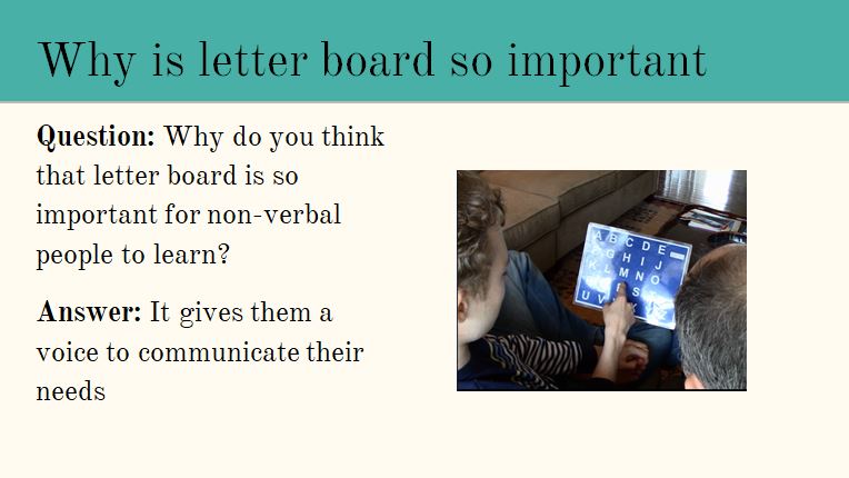 My Presentation About Letterboard – Mitchell's Life with Autism