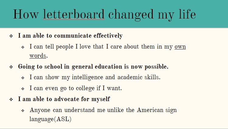 My Presentation About Letterboard – Mitchell's Life with Autism